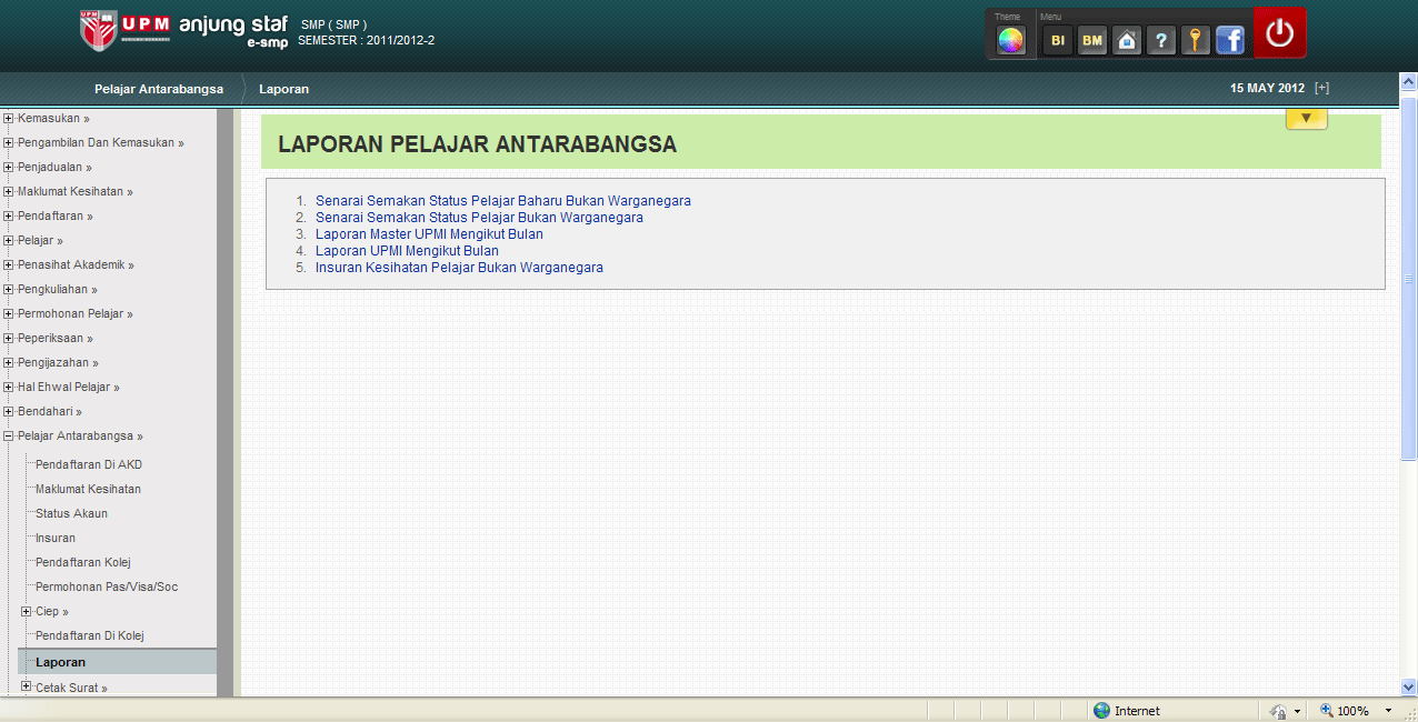 Laporan UPMI Mengikut Bulan